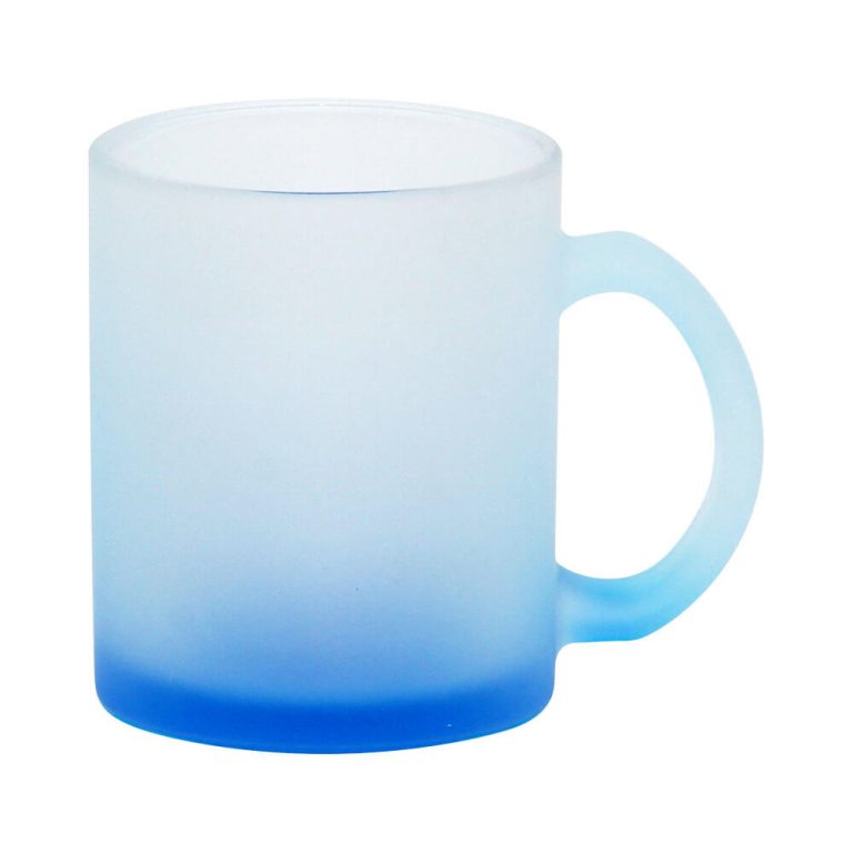 Taza De Vidrio Glaseado Para Sublimar 11oz (Azul Degradado)