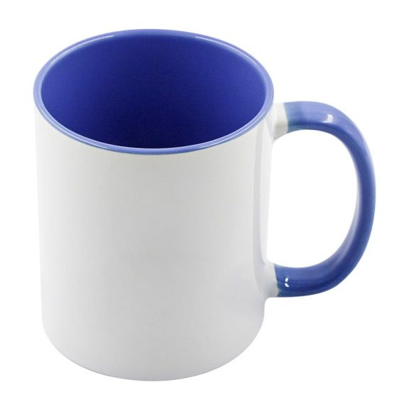 Taza Con Interior y Asa De Color Para Sublimación (Azul mediano)