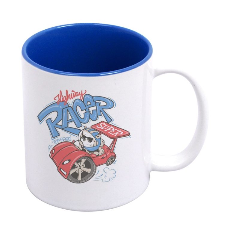 Taza Con Interior De Color Para Sublimación (Azul medio)