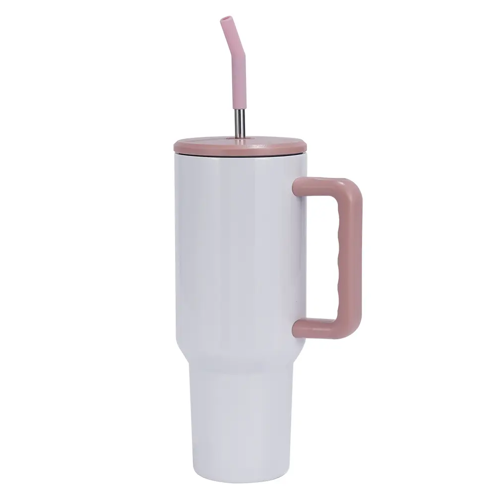 Vaso de con asa y popote 40oz (rosa)