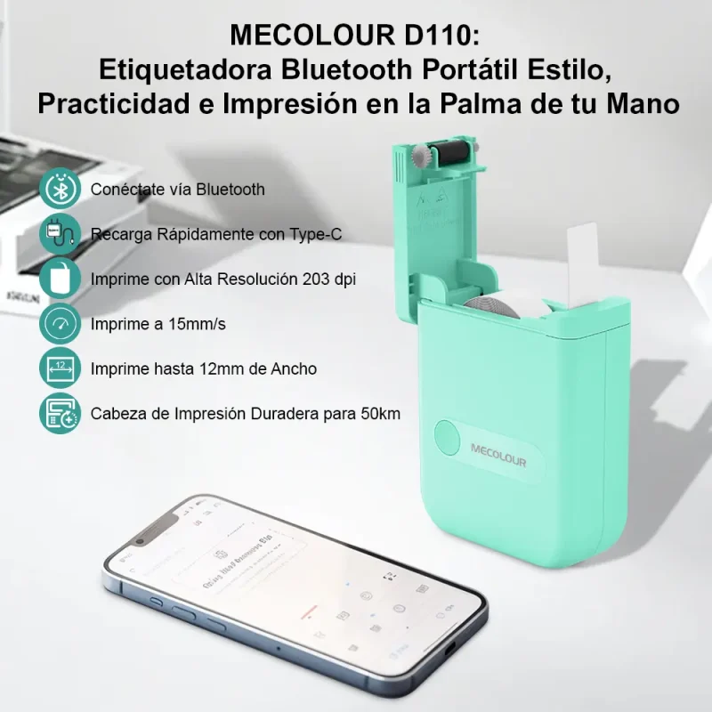 Impresora de etiquetas de media pulgada (Azul) - Mecolour